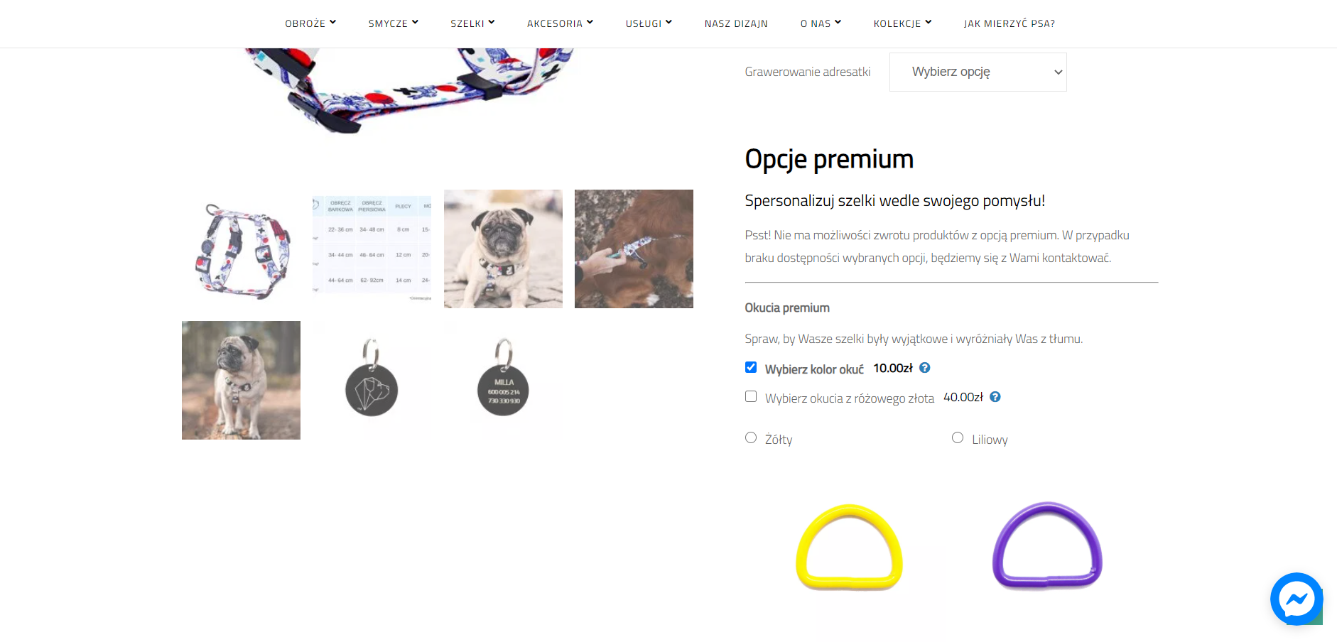 Kolorowe okucia w akcesoriach dla psa - WARSAW DOG